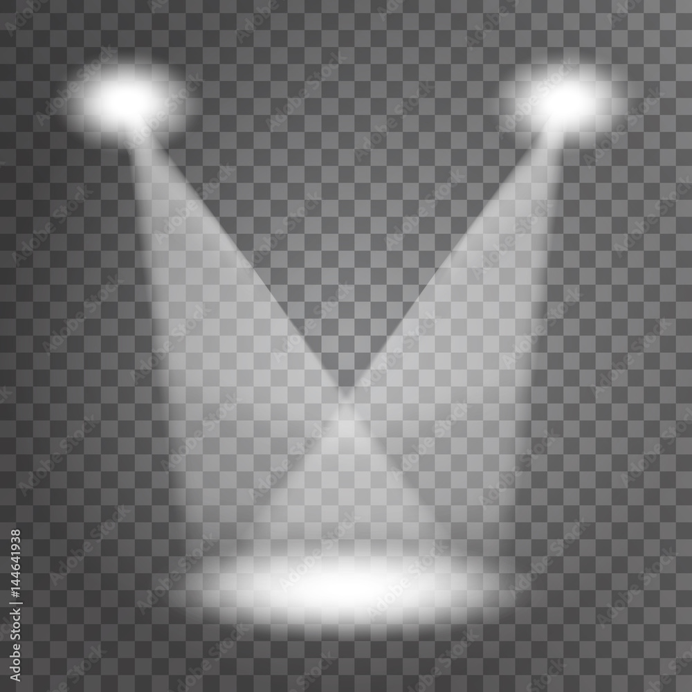 Vector white spotlight effect on the transparent background. Realistic ...