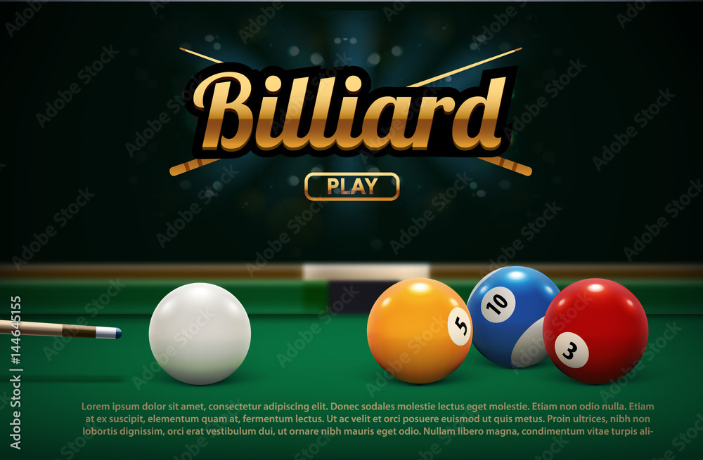 Photo & Art Print billiard table front view balls sport theme, pirsik12
