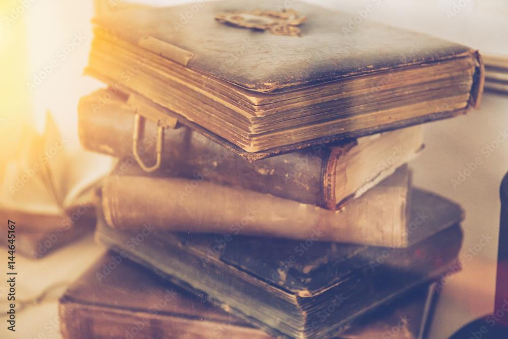 Stack of ancient old books Stock Photo | Adobe Stock