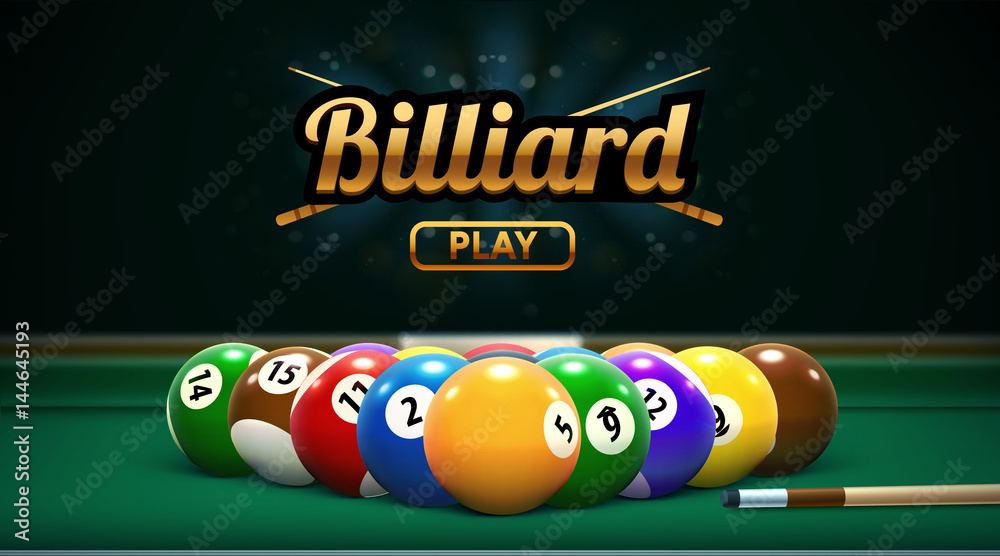 billiard table front view balls sport theme Stock Vector | Adobe Stock