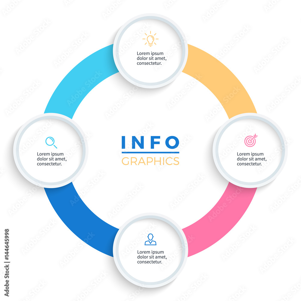 Vector pie chart. Presentation template with 4 steps, options, sections ...