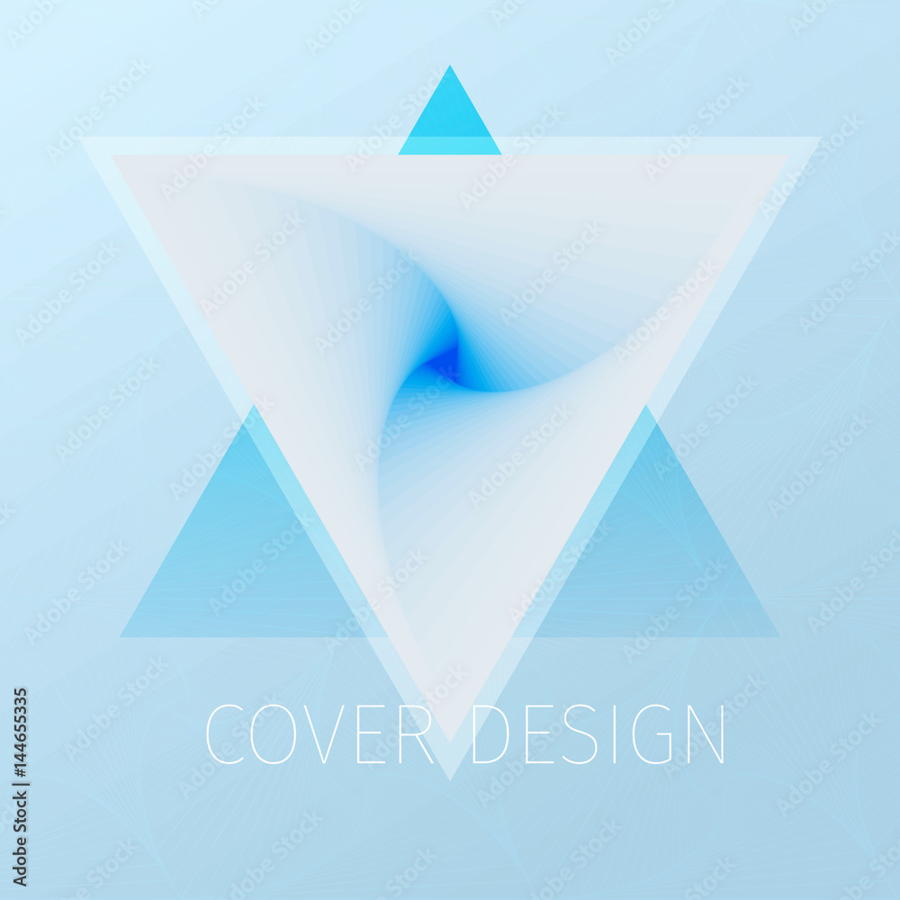 Triangle spiral. Vector optical illusion abstract background in blue ...