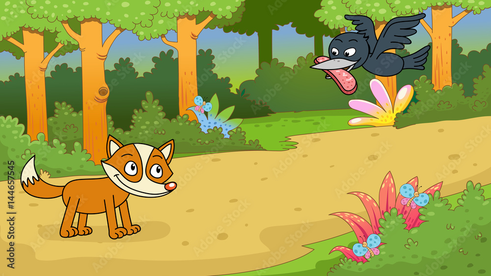 Aesop's fable The Fox and the Crow Stock Vector | Adobe Stock