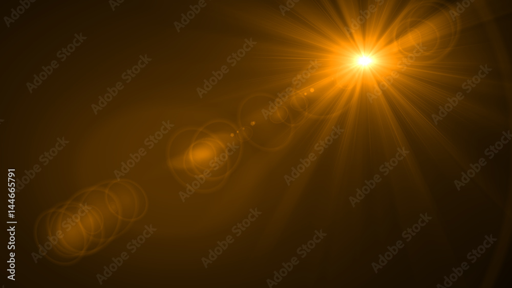 Lens Flare light over Black Background. Easy to add overlay or screen ...