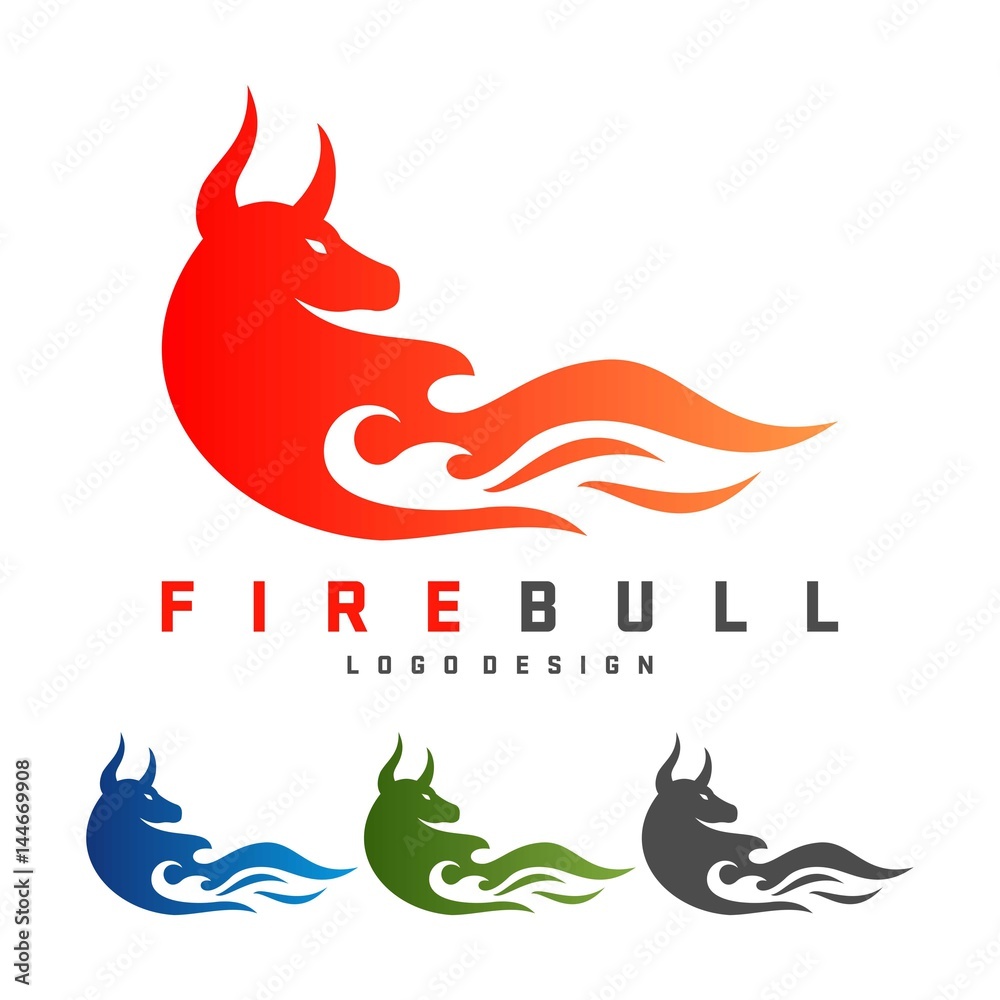 Bull Logo, Fire Bull Design Logo Vector Stock Vector | Adobe Stock