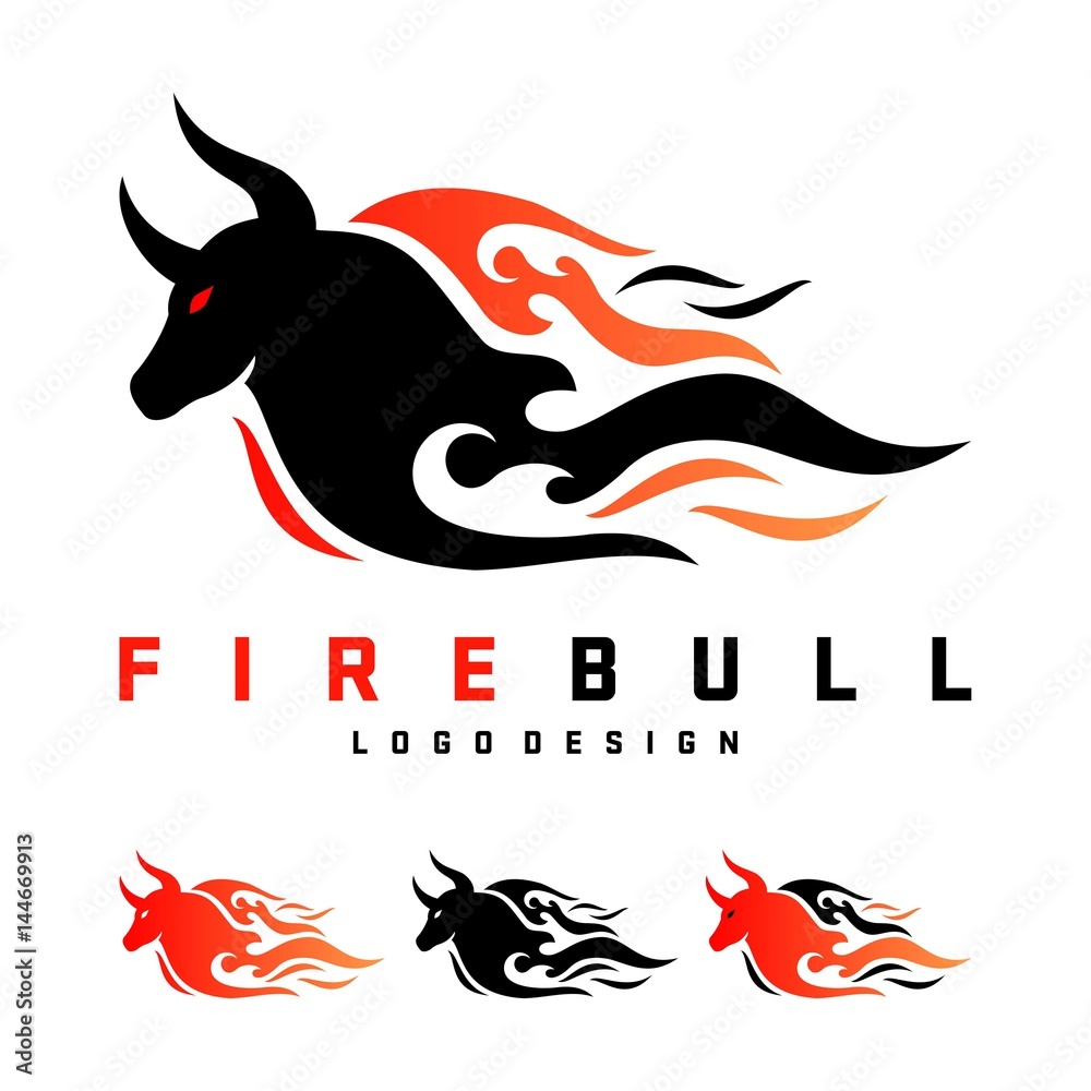 Bull Logo, Fire Bull Design Logo Vector Stock Vector | Adobe Stock