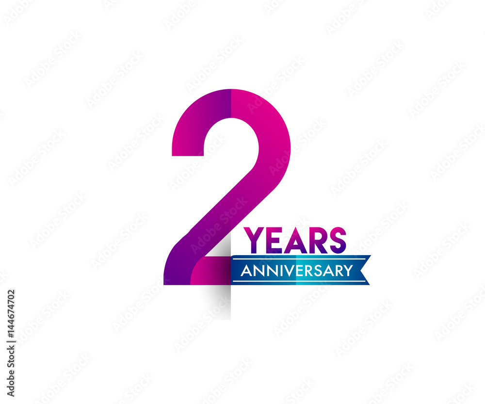 two years anniversary celebration logotype colorful design with blue ...