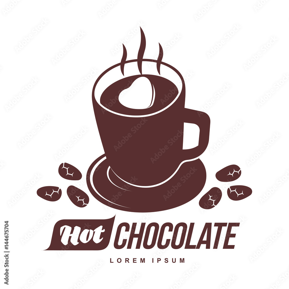 Vector logo template hot chocolate. Hot cocoa, marshmallow, roasted ...