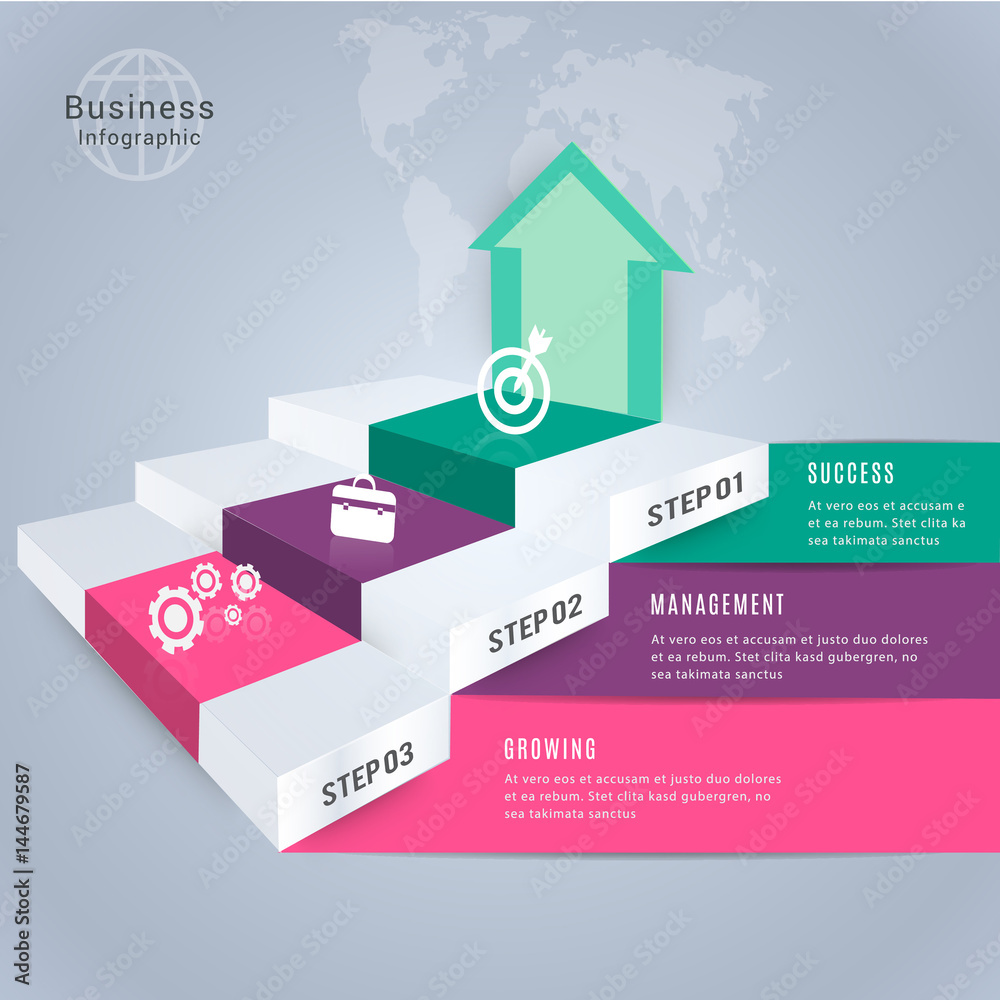 Step by step business to success.Template for infographic vector 4 ...