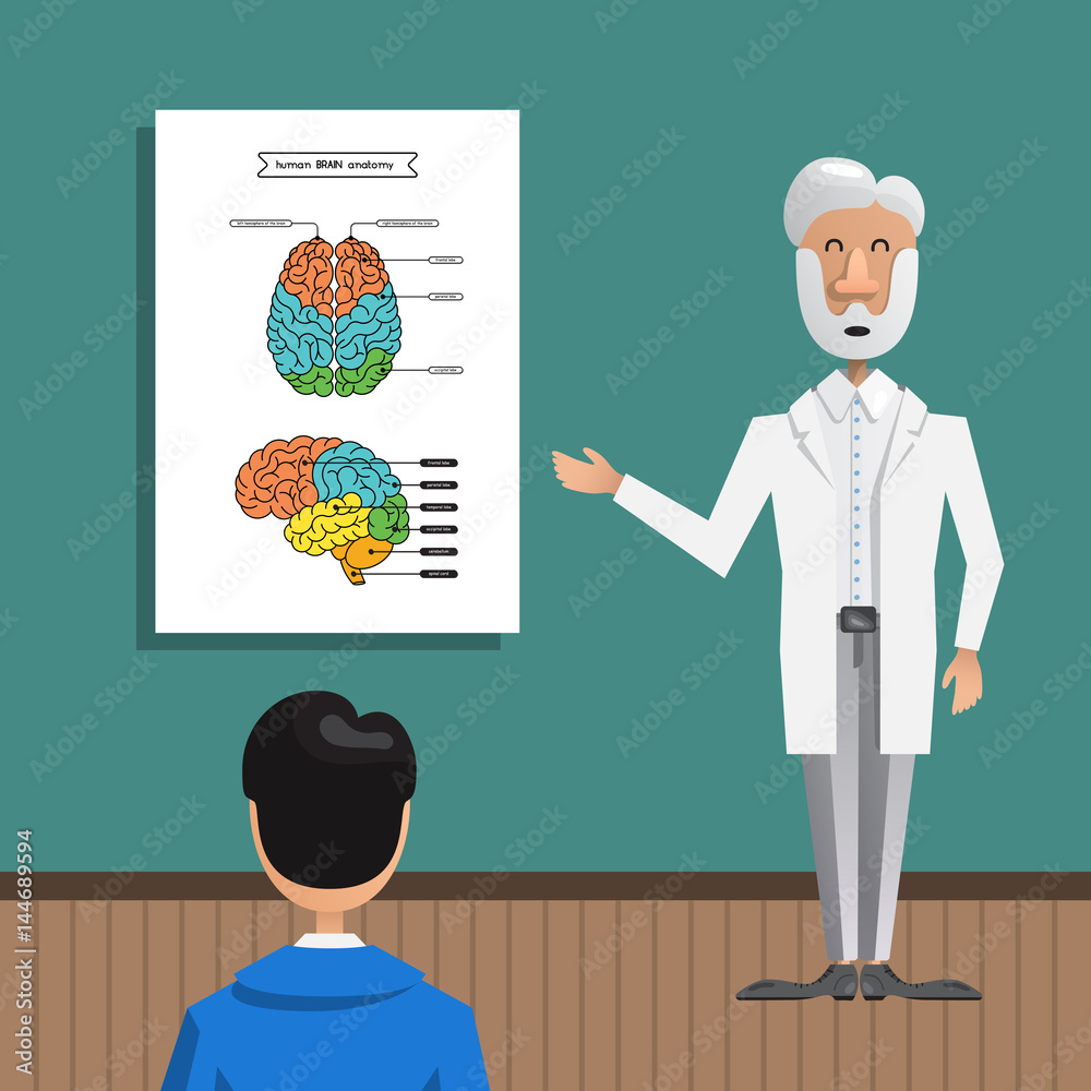 a Professor tells a lecture to students about the structure and anatomy ...