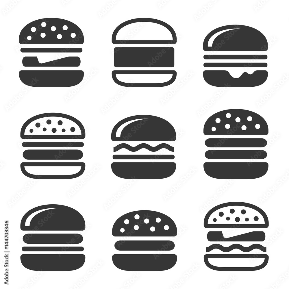 Burger Icons Set Stock Vector | Adobe Stock