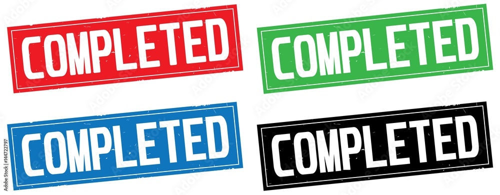 COMPLETED text, on rectangle stamp sign. Stock Illustration | Adobe Stock