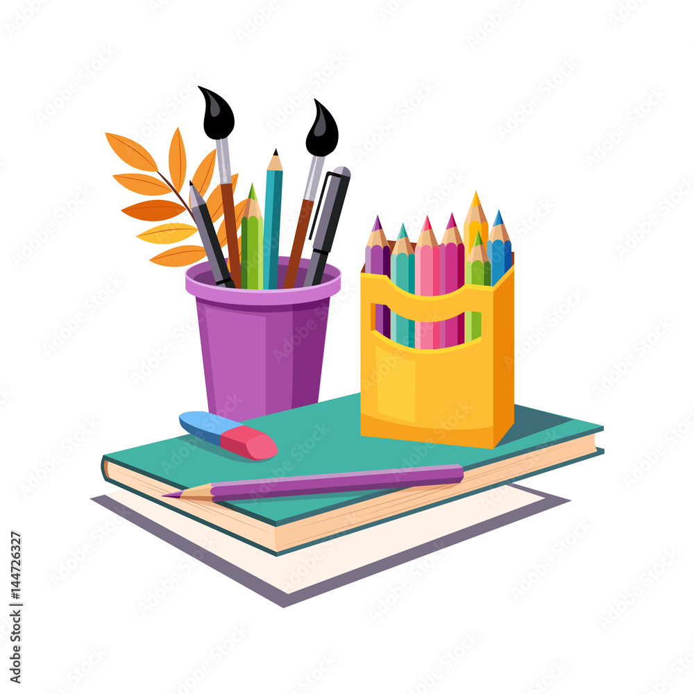 Cartoon Notebook And Pencil