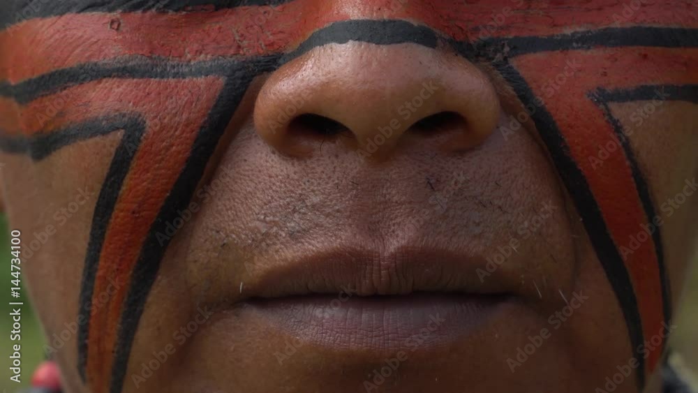 Closeup of Native Brazilian Indian Man vídeo do Stock | Adobe Stock