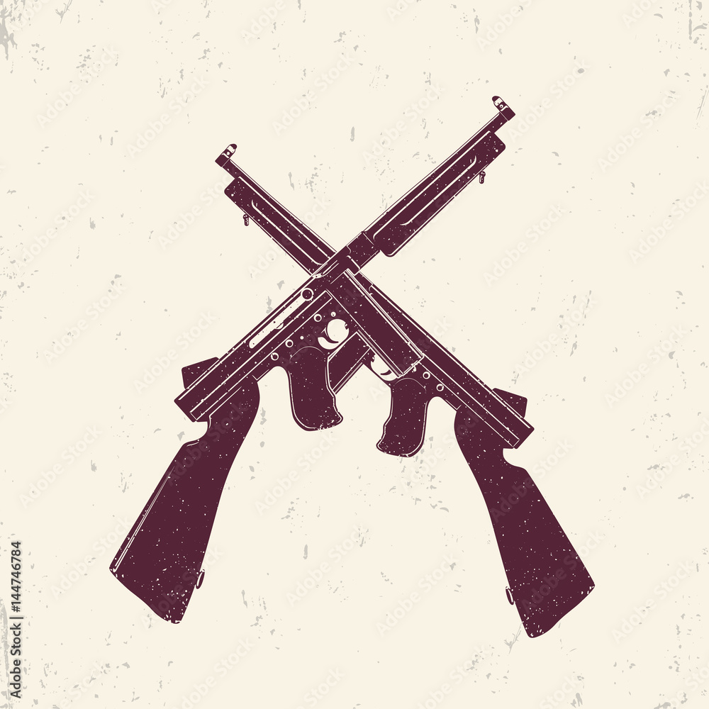 Poster american submachine guns, two crossed firearms – Wall Art ...