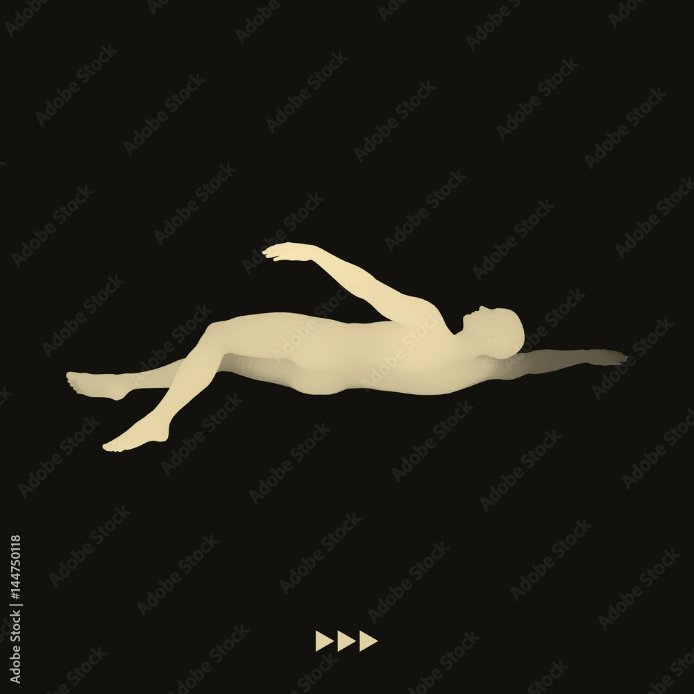 3D Swimming Man. Vector Image of a Swimmer. Human Body. Sport Symbol ...