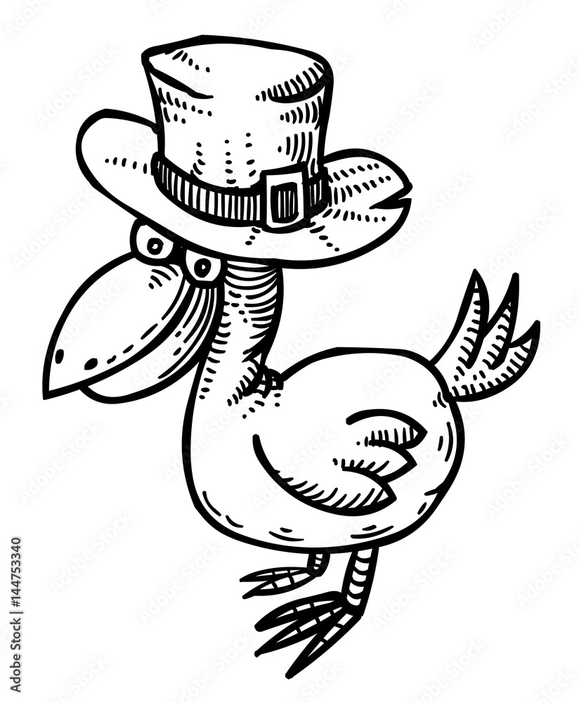 Top Hat Black And White Clipart Bird