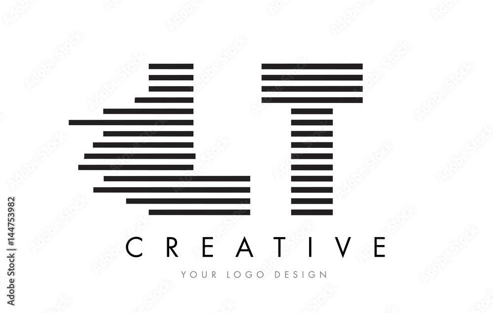 LT L T Zebra Letter Logo Design with Black and White Stripes Stock ...