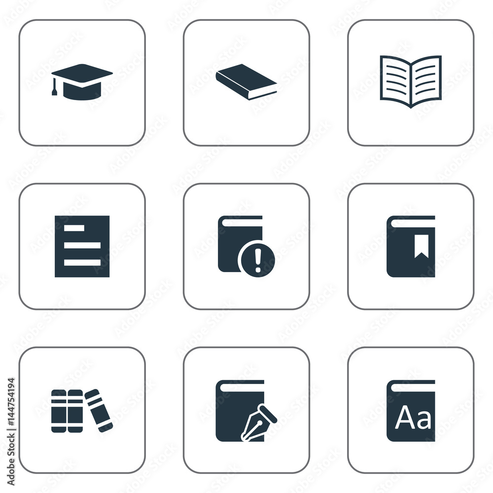 Vector Illustration Set Of Simple Reading Icons. Elements Sketchbook ...