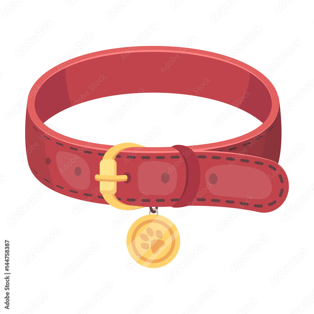 Collar with a medal for an animal.Pet shop single icon in cartoon style ...
