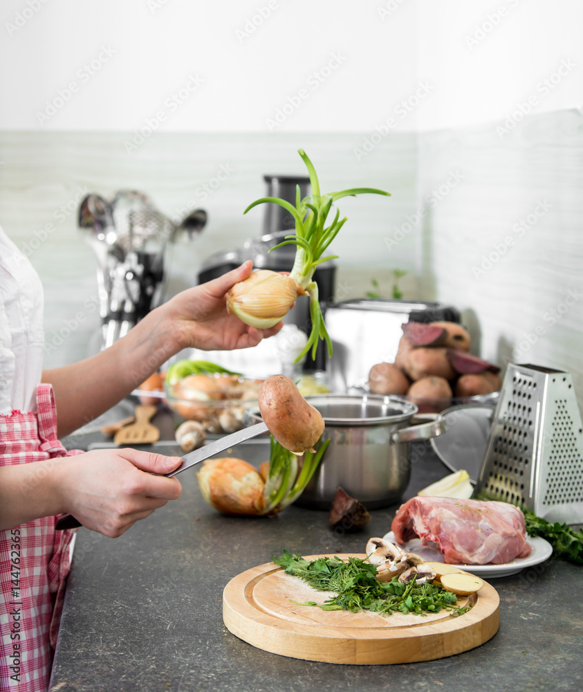 cooking in the kitchen with body parts Stock Photo | Adobe Stock