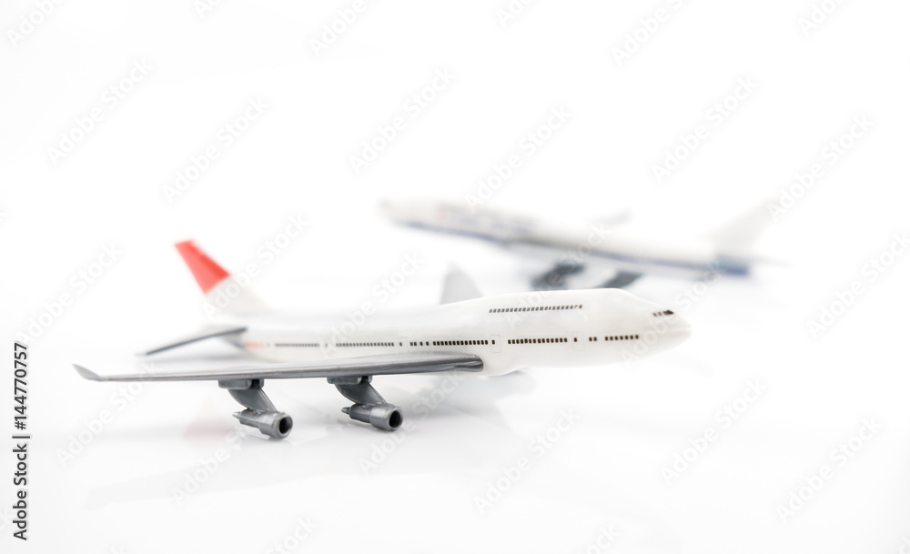 Toy airplane Plastic toy airplane on white background. Stock Photo ...