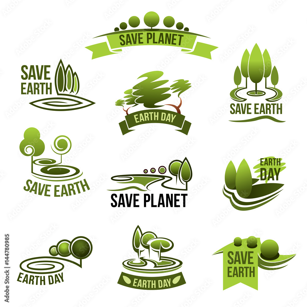Save Earth Planet vector ecology protection icons Stock Vector | Adobe ...