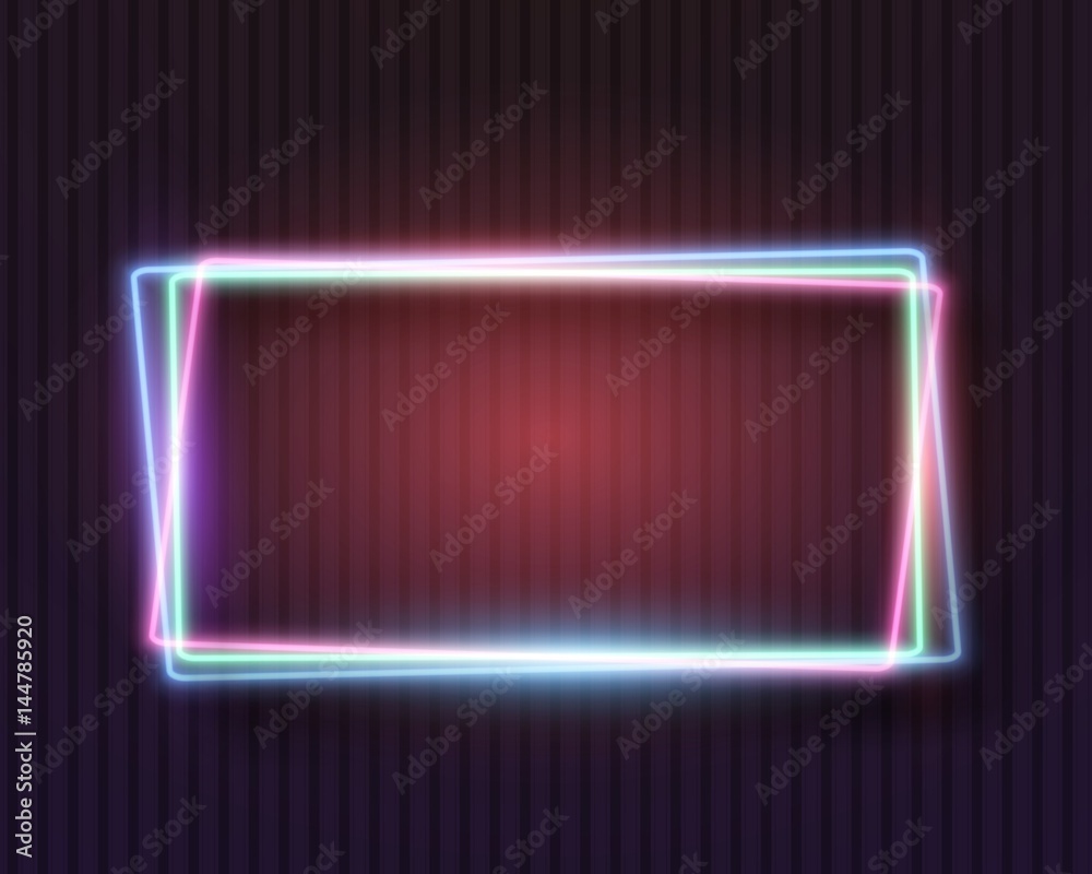 Illustration of Vintage Neon Frame. Realistic Vector Neon Sign Icon ...