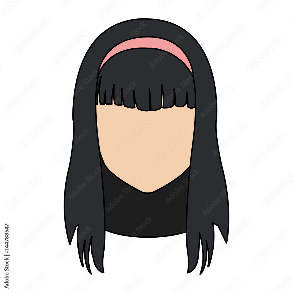 head of woman with long straight hair cartoon icon image vector ...