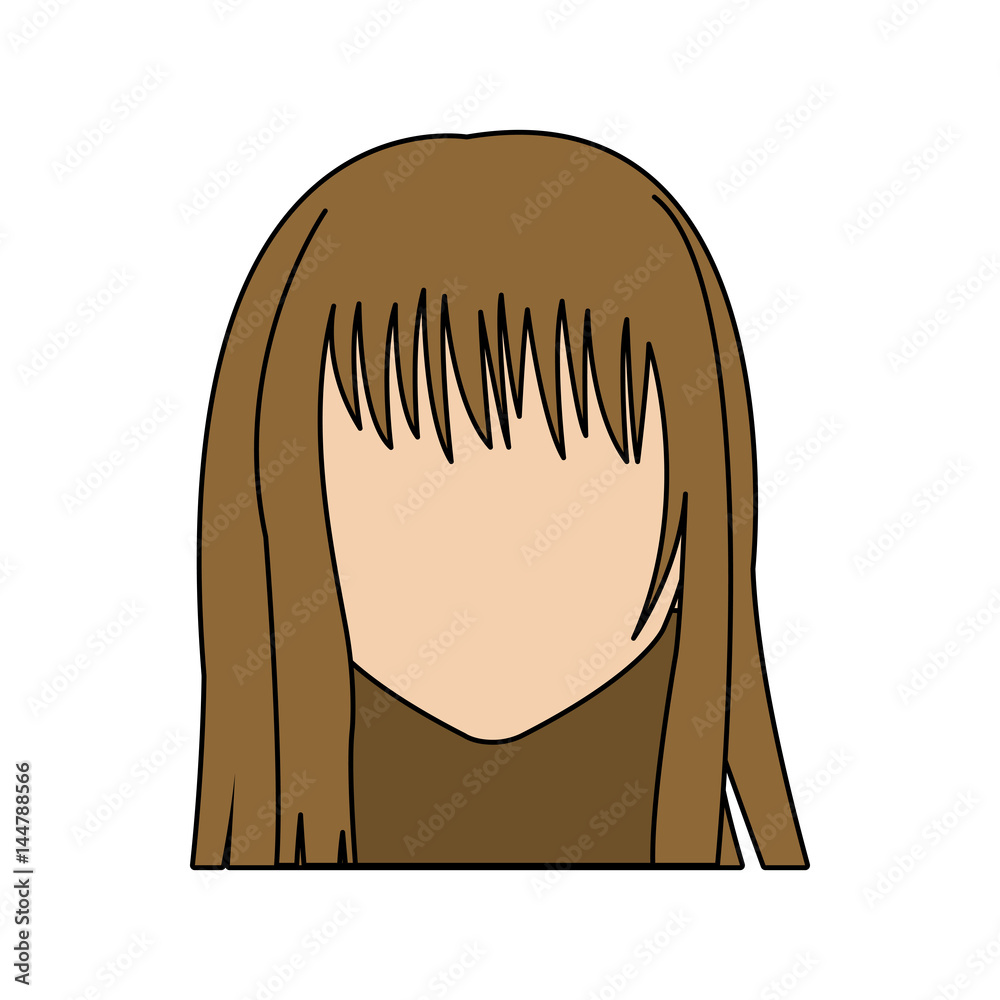 head of woman with long straight hair cartoon icon image vector ...