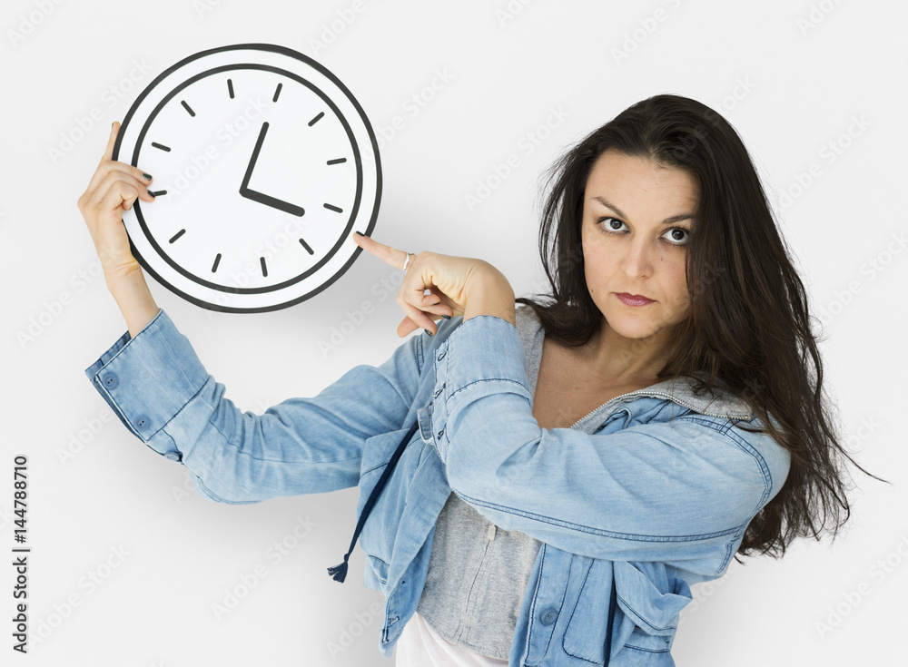 Woman Serious What Time is it Paper Craft Arts Clock Studio Portrait ...
