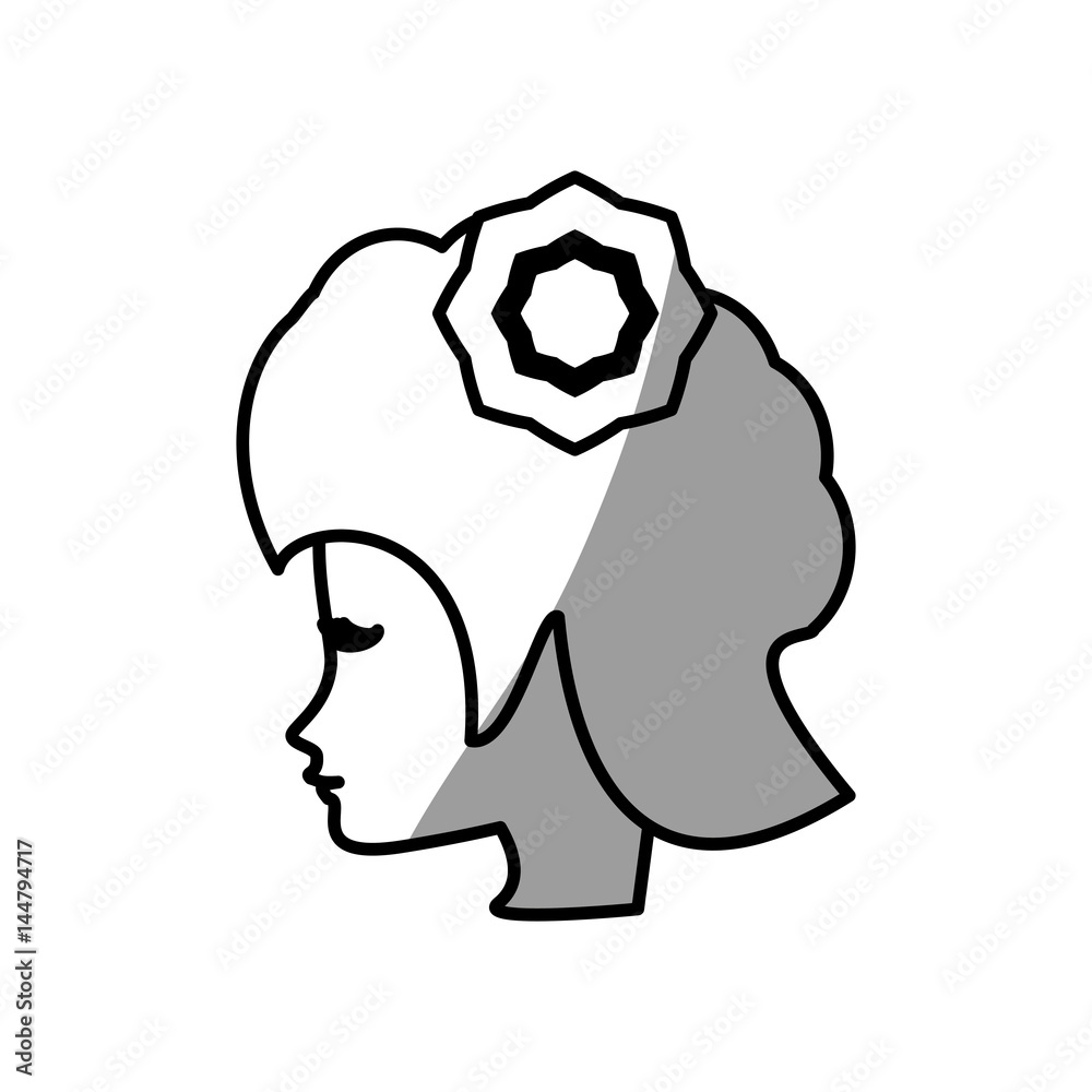 cute profile woman avatar flower vector illustration eps 10 Stock ...