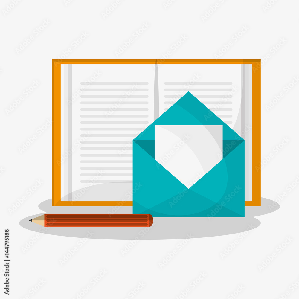 book message pencil office or study supplies related icons image vector ...