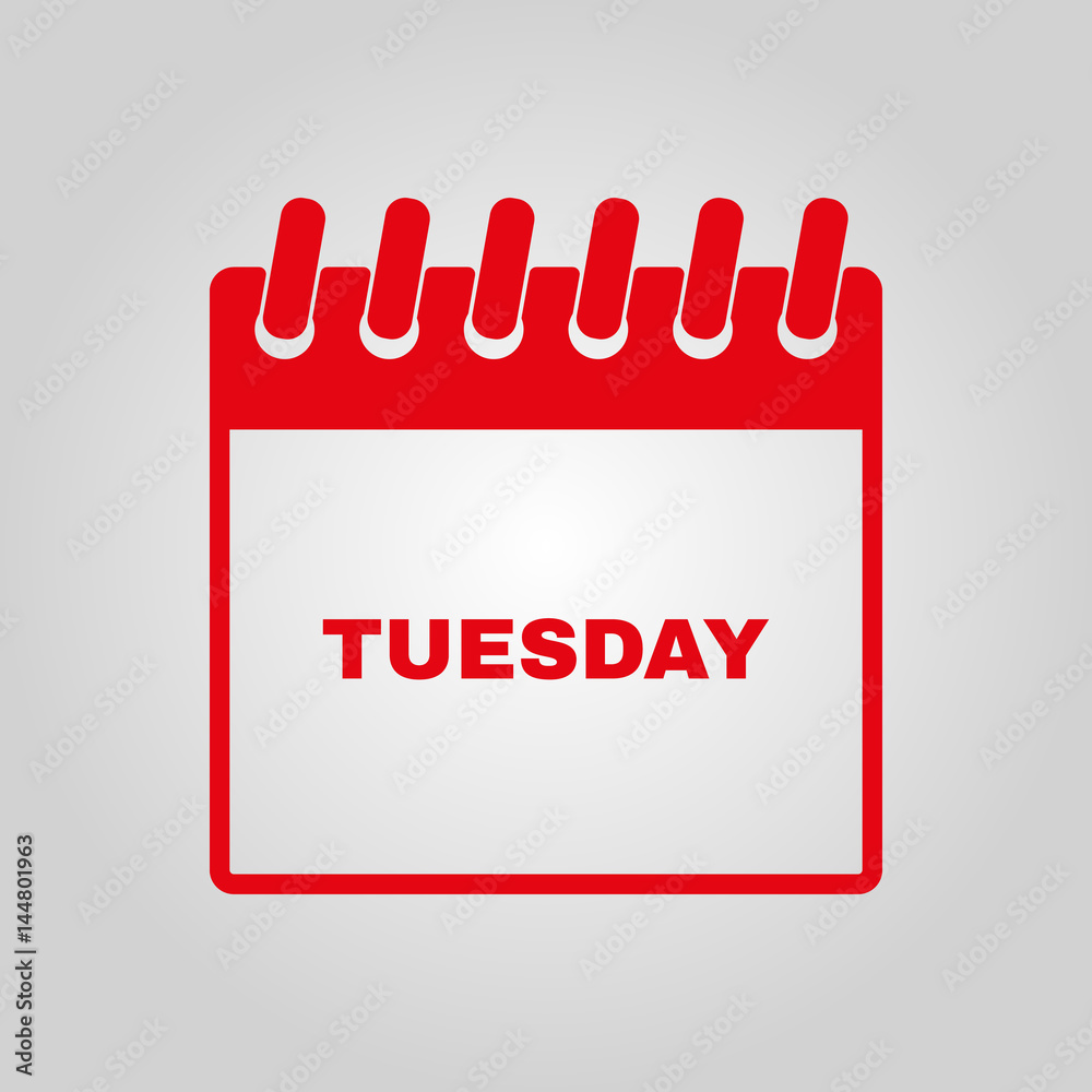 Tuesday icon. Tue and calendar, data symbol. Flat design. Stock ...