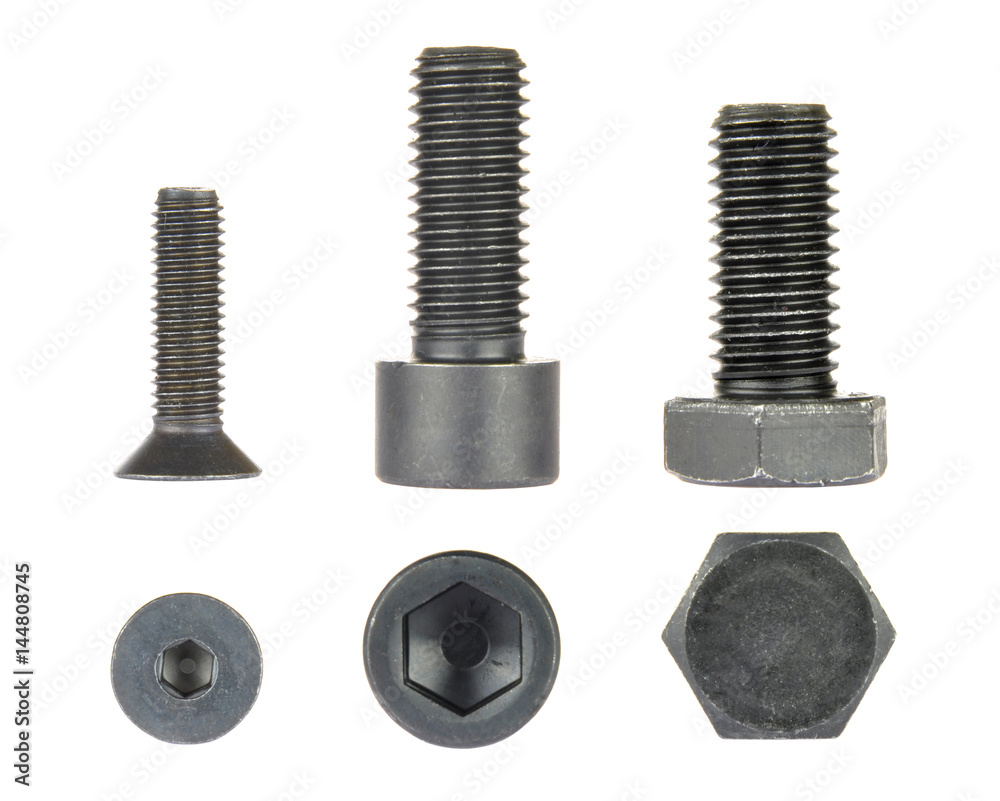 Black hex bolt screws, isolated on white background Stock Photo | Adobe ...