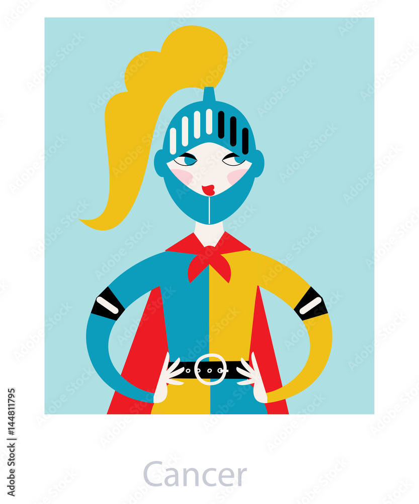 Photo & Art Print Cancer horoscope sign a knight woman. Vector ...