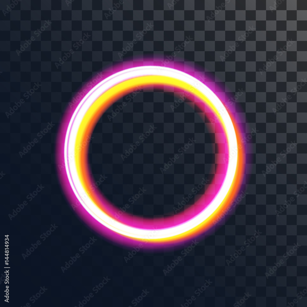 Light effect vector magic gold circle. Glowing light ring trace ...