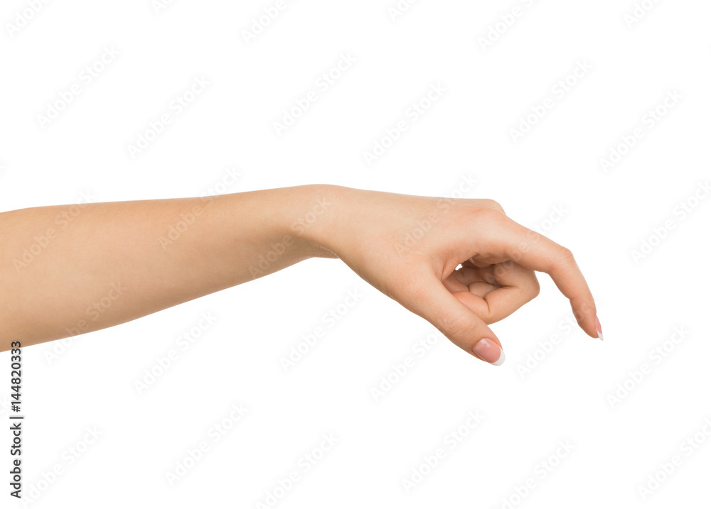 Female hand picking up something, cutout Stock Photo | Adobe Stock