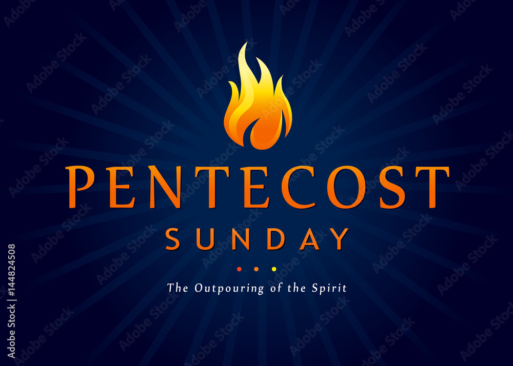 Pentecost Sunday fire banner. Invitation vector template the service of ...