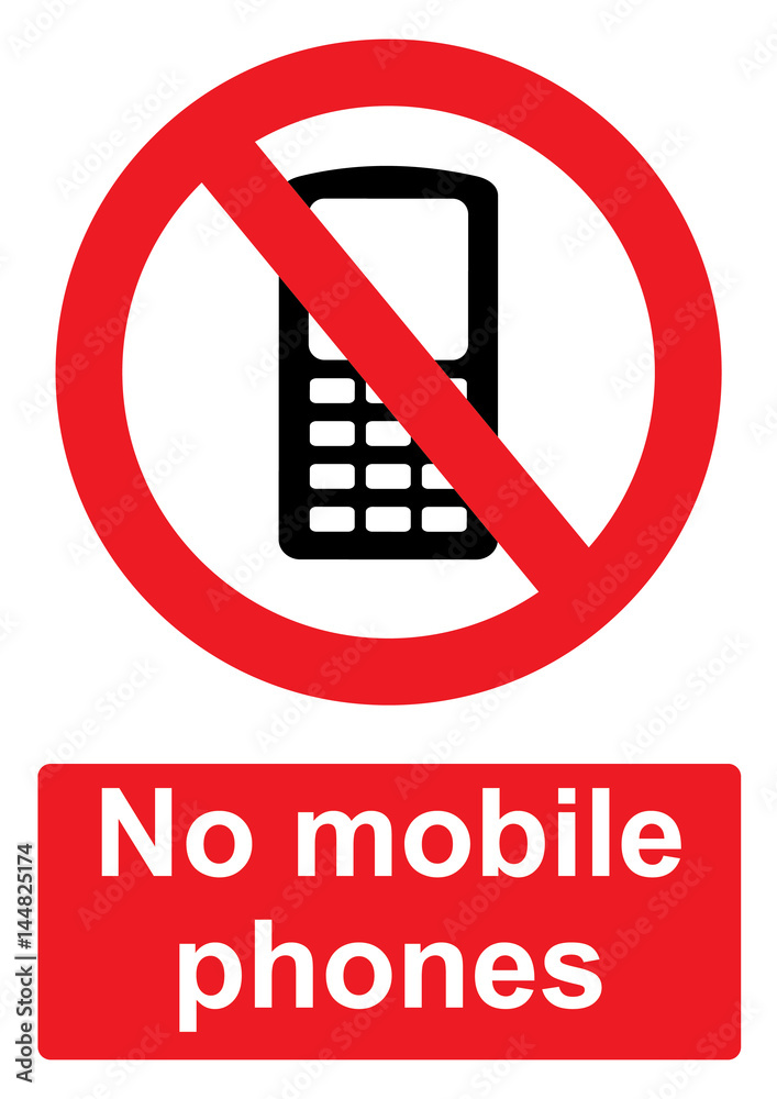 Red Prohibition Sign isolated on a white background - No mobile phones ...