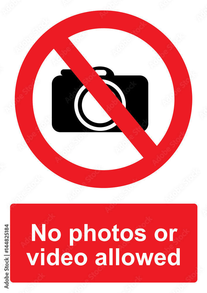 Red Prohibition Sign isolated on a white background - No photos or ...