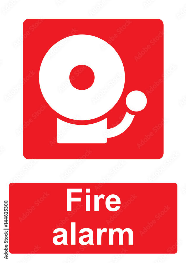 Red Fire Equipment Sign isolated on a white background - Fire alarm ...