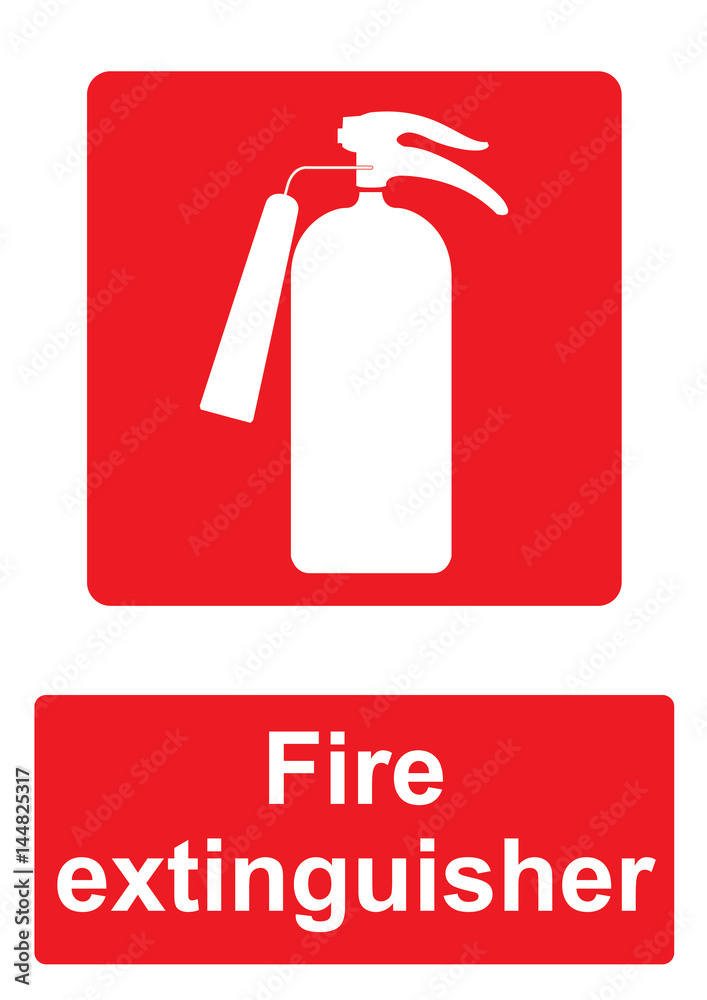 Red Fire Equipment Sign isolated on a white background - Fire ...