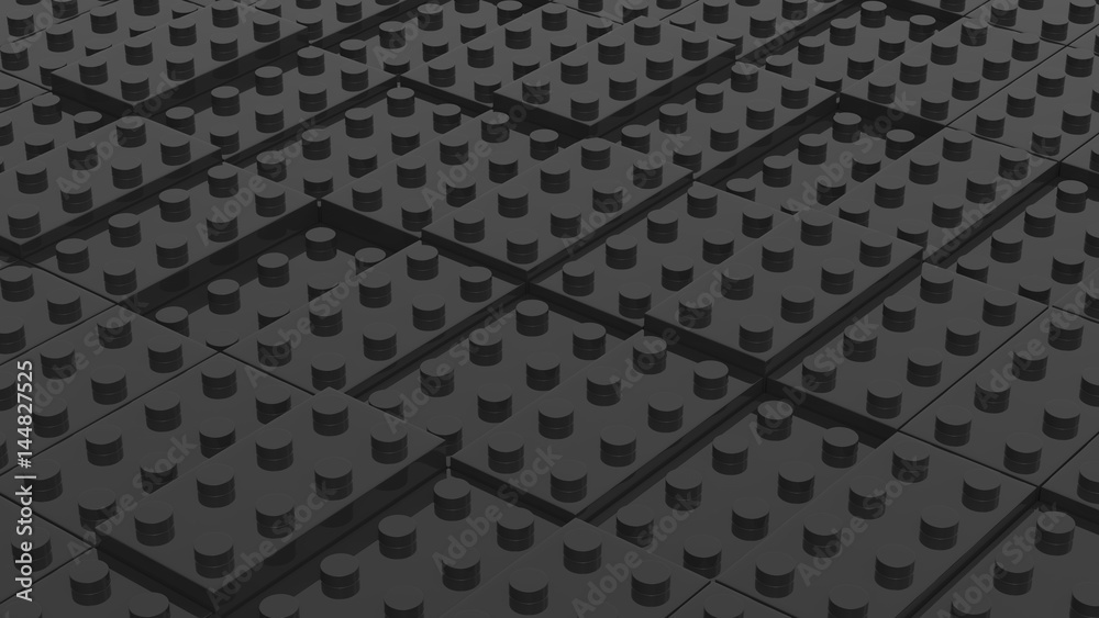 Connected black lego blocks. Abstract business background. 3D ...