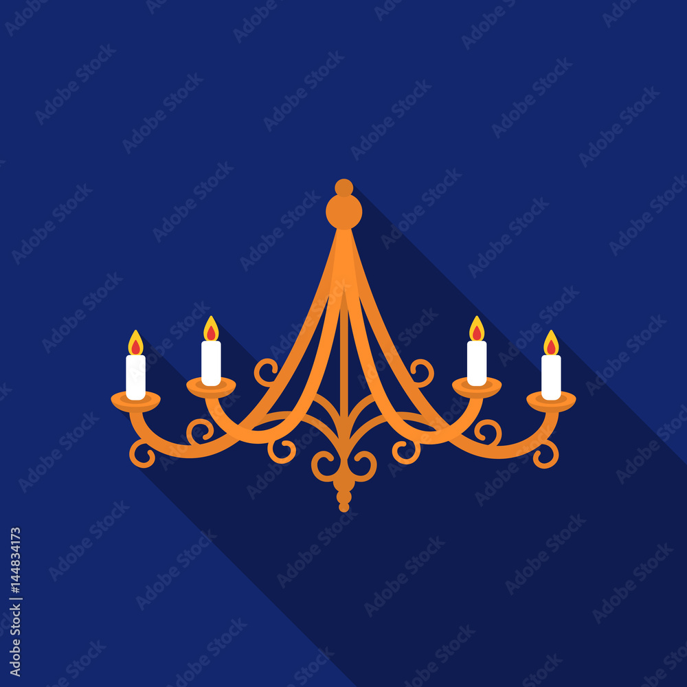 Chandelier icon in flat style isolated on white background. Light ...