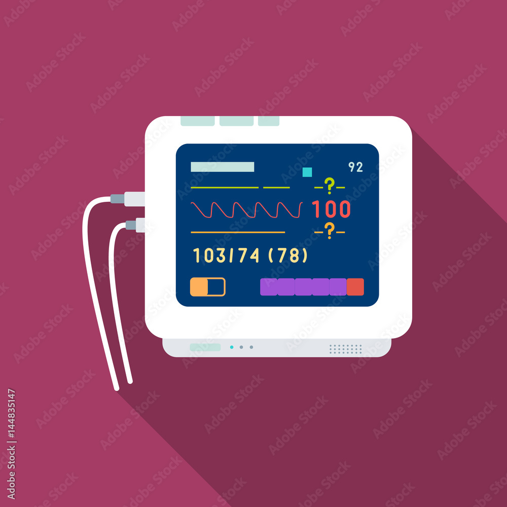 Ecg machine icon flat. Single medicine icon from the big medical ...