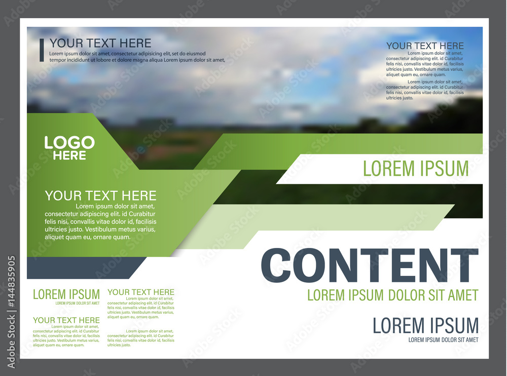 Presentation layout design template. Annual report cover page. greenery ...
