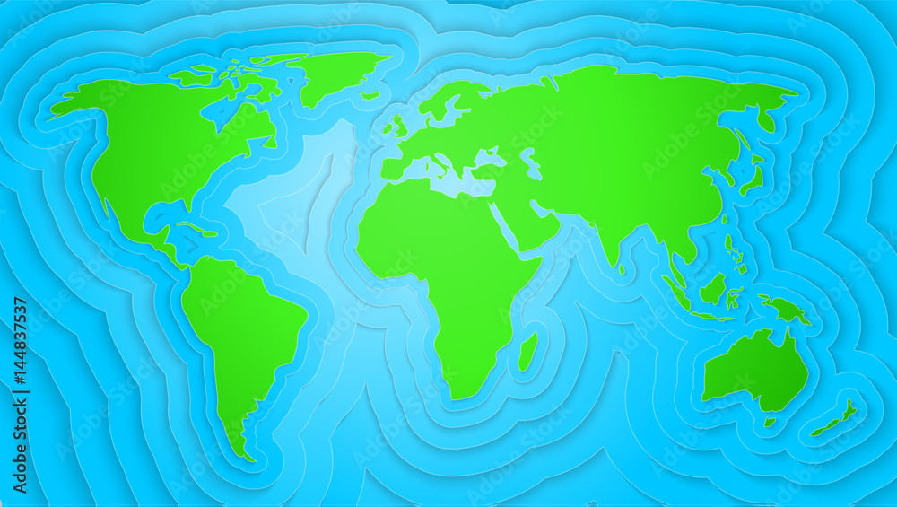 World Map isolated paper carving art of origami vector illustration ...