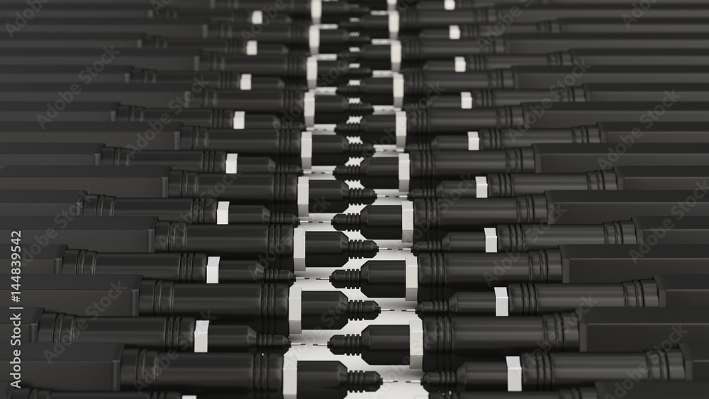 Black Finepoint Mechanical Drawing Pens in Offset Lines Stock ...