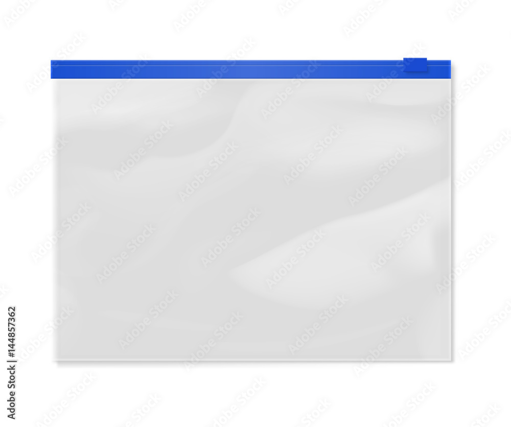 Clear plastic reusable zipper pocket bag isolated on white background ...